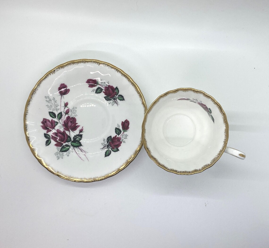 Vintage Sutherland H and M Tea Cup & Saucer, Roses Pattern, Fine Bone ...