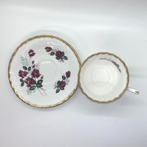 Vintage Sutherland H and M Tea Cup & Saucer, Roses Pattern, Fine Bone ...