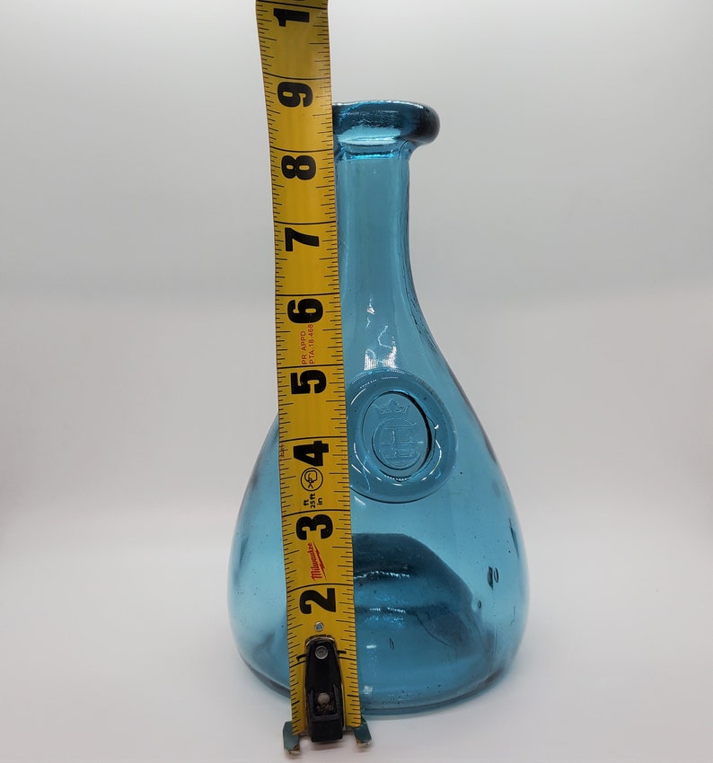 Vintage Holmegaard Denmark Hand-blown Aqua Blue Glass Bottle / Decanter ...
