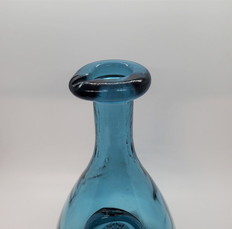 Vintage Holmegaard Denmark Hand-blown Aqua Blue Glass Bottle / Decanter ...