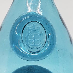 Vintage Holmegaard Denmark Hand-blown Aqua Blue Glass Bottle / Decanter ...