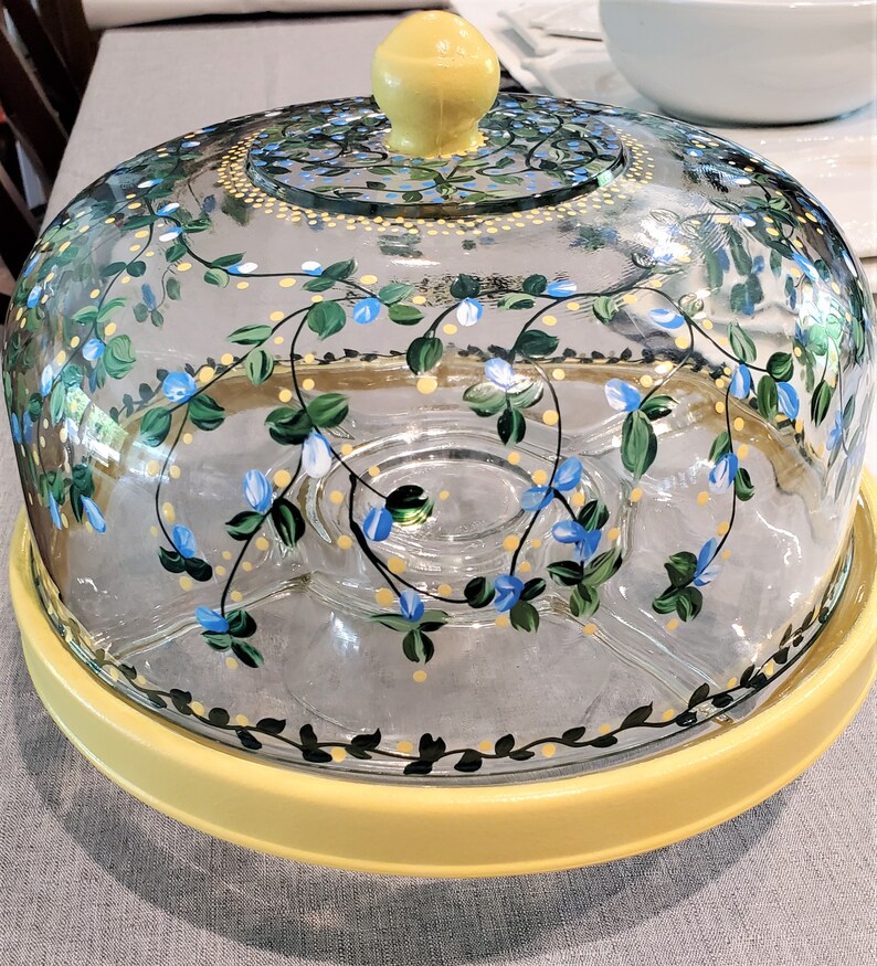 Hand Painted Cake Plate "spring in Yellow" Handmade - Etsy