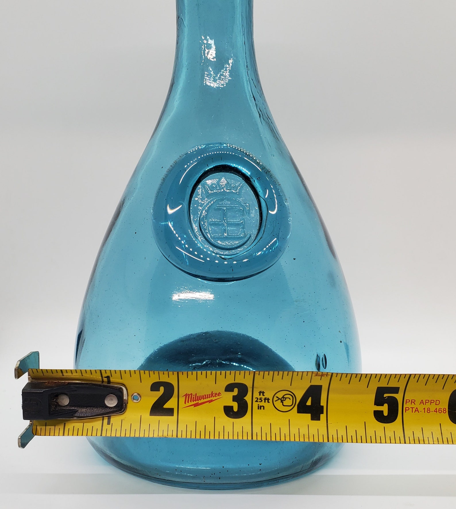 Vintage Holmegaard Denmark Hand-blown Aqua Blue Glass Bottle / Decanter ...