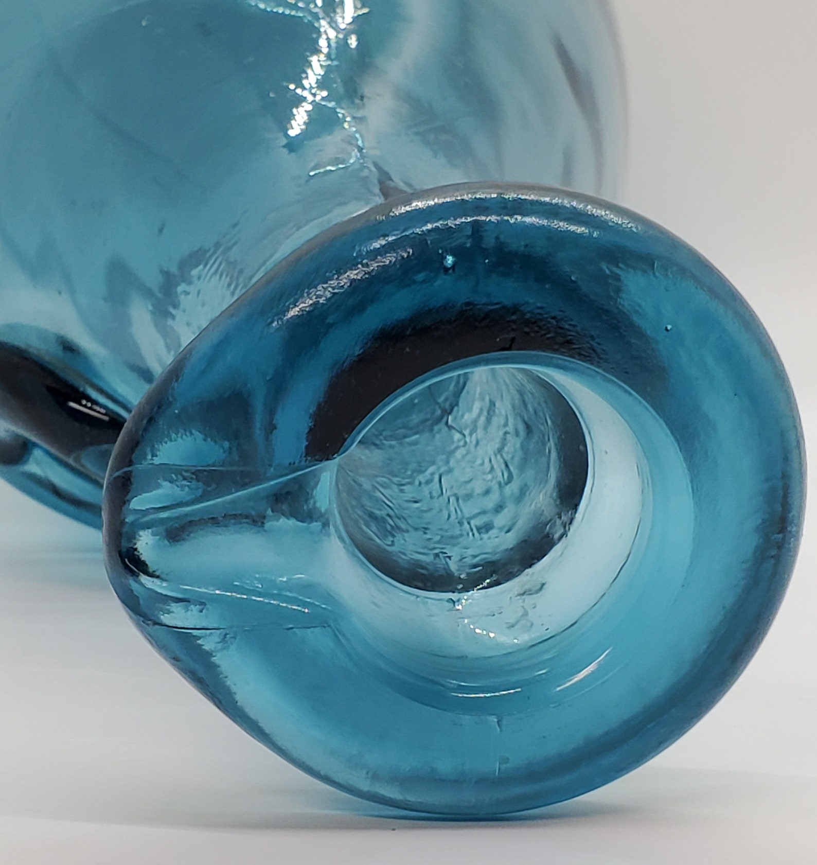 Vintage Holmegaard Denmark Hand-blown Aqua Blue Glass Bottle / Decanter ...