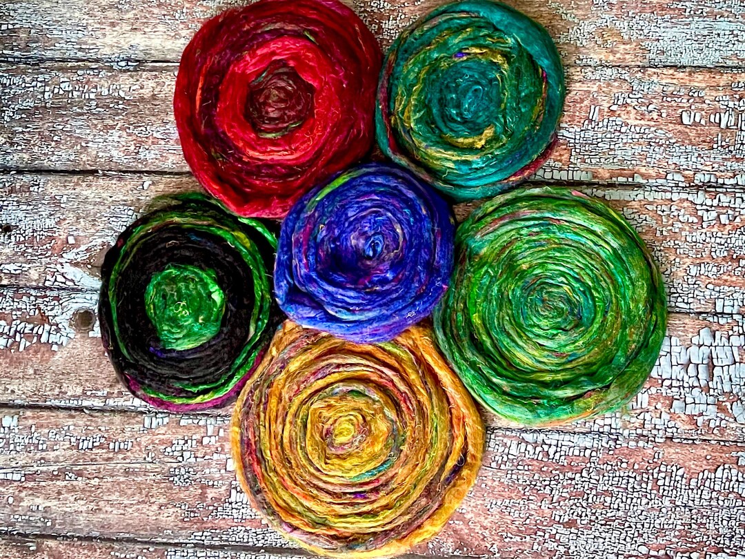 Sari Silk Carded/combed Sliver Roving - 1 Ounce - Assorted Multi Colors ...