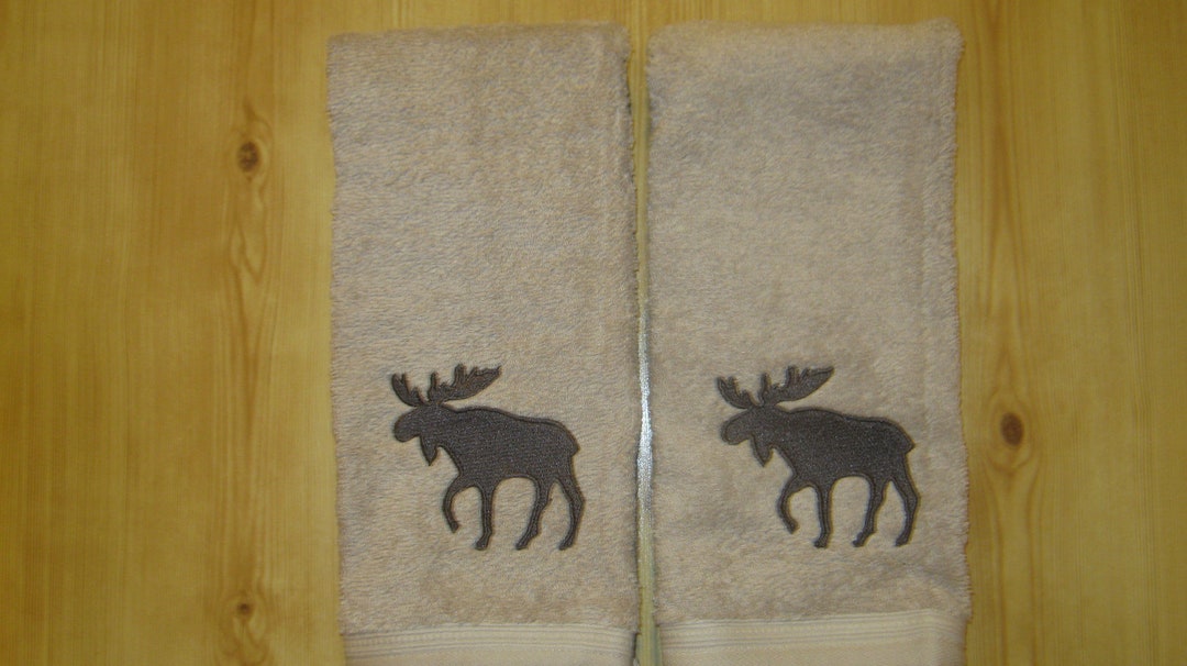 NEW 2 Moose Tan Hand Towels, Lodge Cabin Decor, Northwoods - Etsy