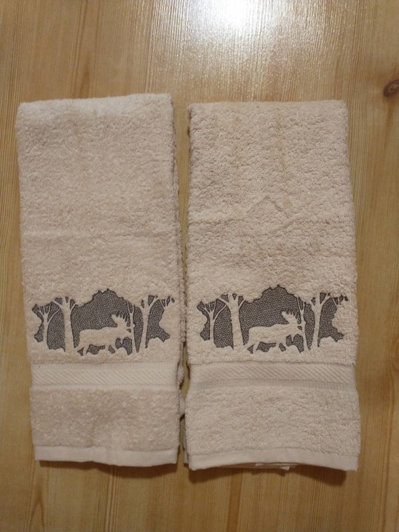 Embossed Moose Hand Towels Lodge Cabin Decor - Etsy