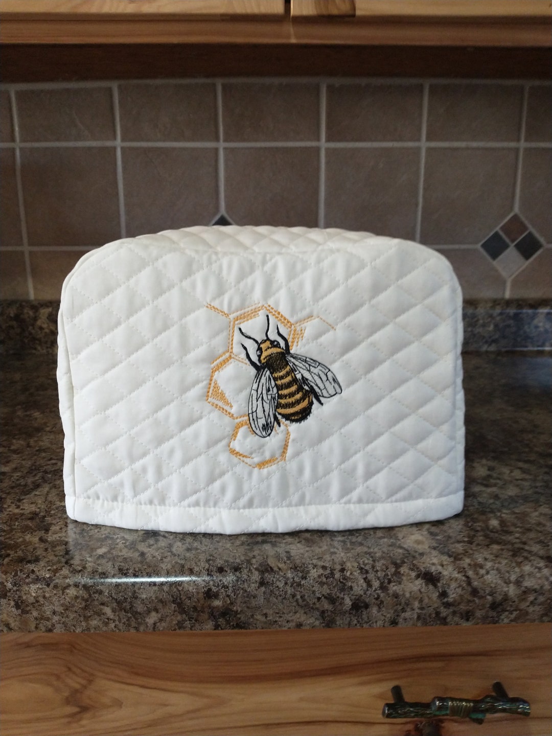 Toaster Cover Three Sizes 2, 4 or 4 Slice Long, BEE & Honey Comb Design ...