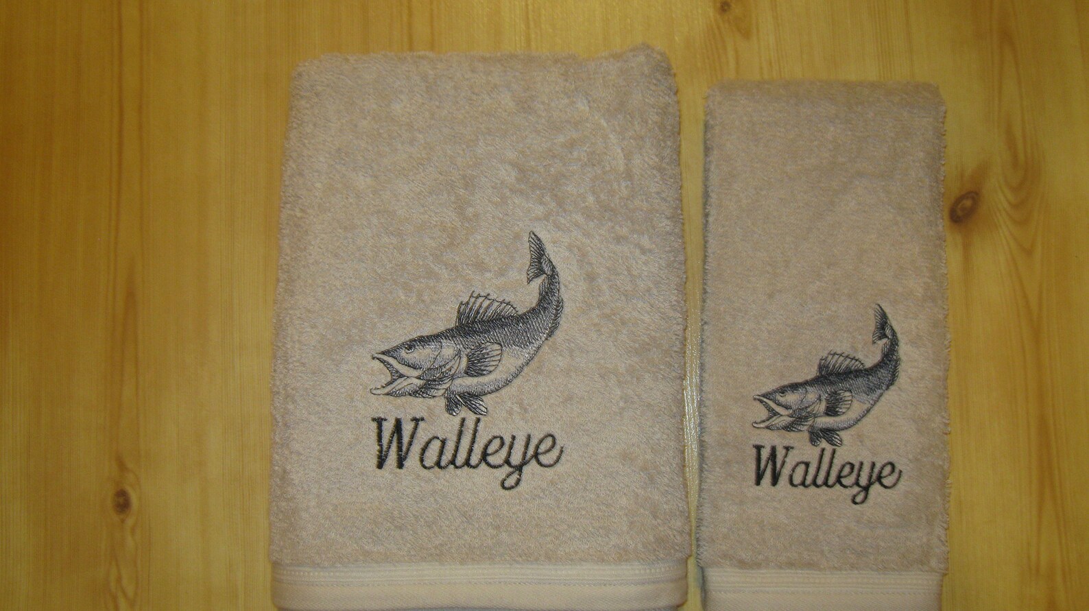 2 Piece Tan Towel Set 1 Bath & 1 Hand Towel Choose Walleye - Etsy
