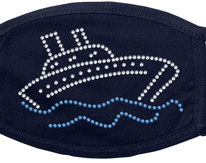 Cruise Ship Rhinestone Face Mask, Face Covering. 2 Layers of Soft ...