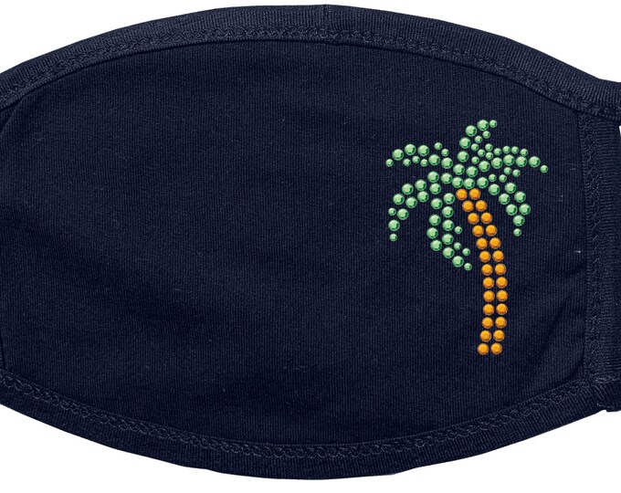 Palm Tree Rhinestone Face Mask, Face Covering. 2 Layers of Soft Cotton ...