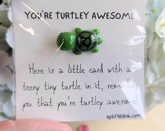 You're Turtley Awesome Card With Mini Resin Turtle - Etsy