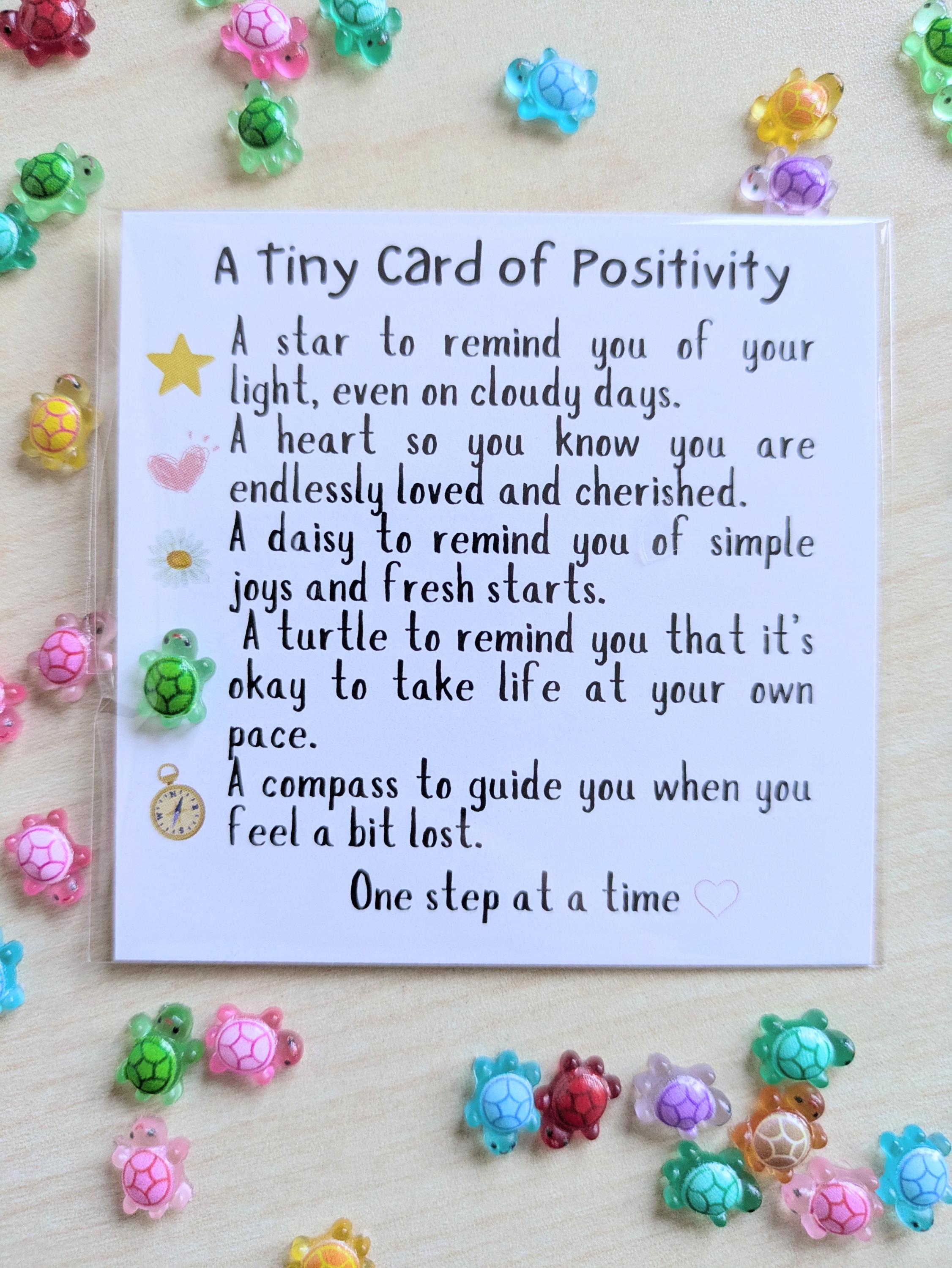 Tiny Card of Positivity With Turtle Figurine - Encouragement ...