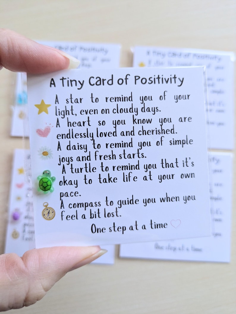 Tiny Card of Positivity With Turtle Figurine - Encouragement ...
