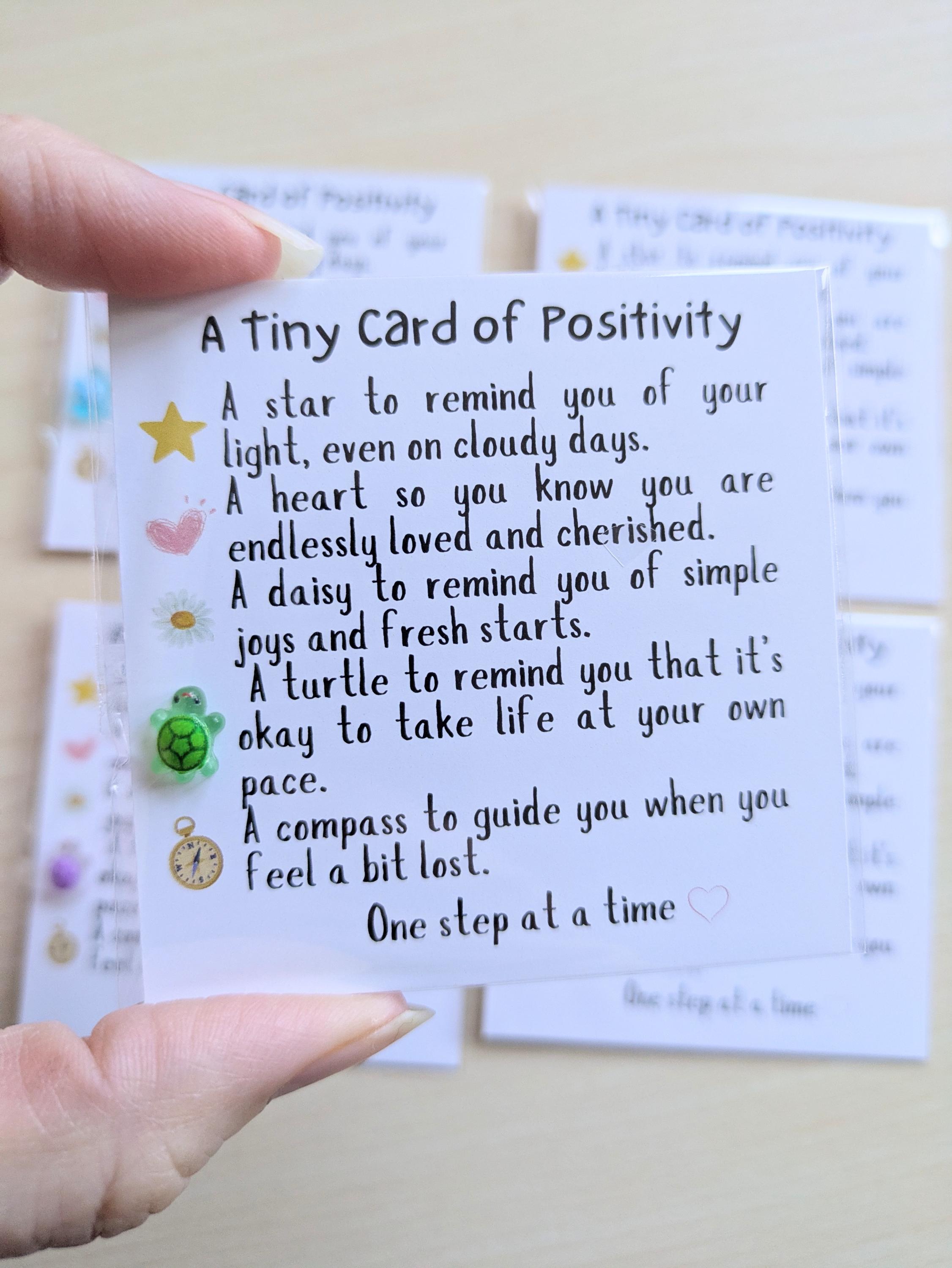 Tiny Card of Positivity With Turtle Figurine - Encouragement ...