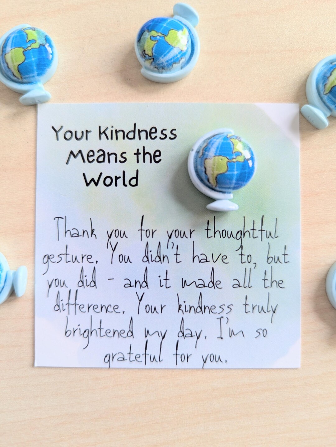 Your Kindness Means the World – Mini Thank You Card With Tiny World Map ...