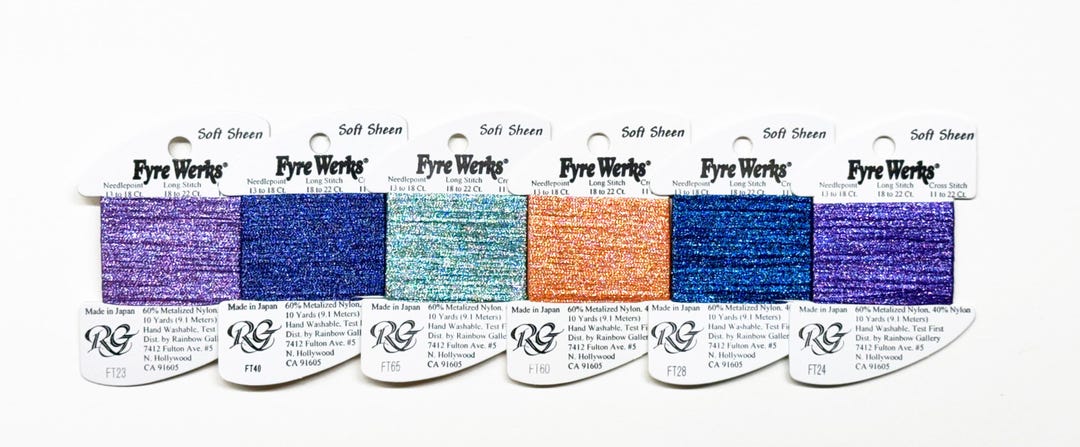 Fyre Werks Soft Sheen Thread for Needlework, Rainbow Gallery Fyre Werks Soft Sheen, Needlepoint ...