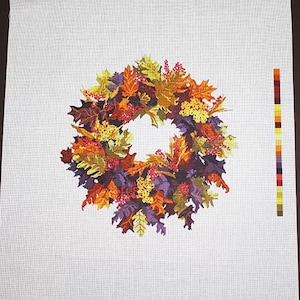 Autumn Foliage Needlepoint Wreath, Fall Designs in Needlepoint, Autumn ...