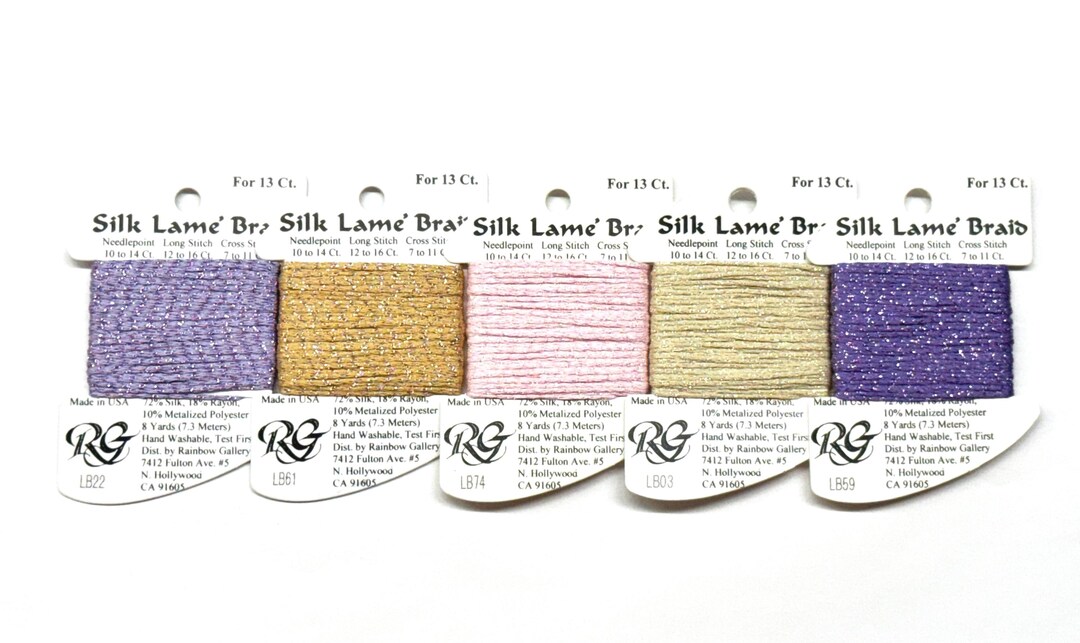 Silk Lame Braid 13 Ct. 3.85 Each, Rainbow Gallery Silk Lame Braid ...