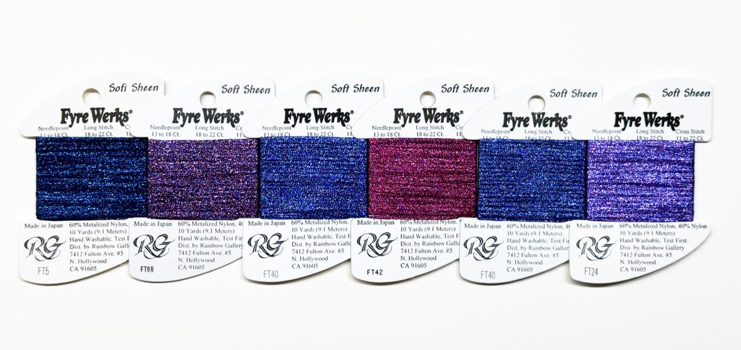 Fyre Werks Soft Sheen Thread, Metallic Ribbon for Needlework, Rainbow ...