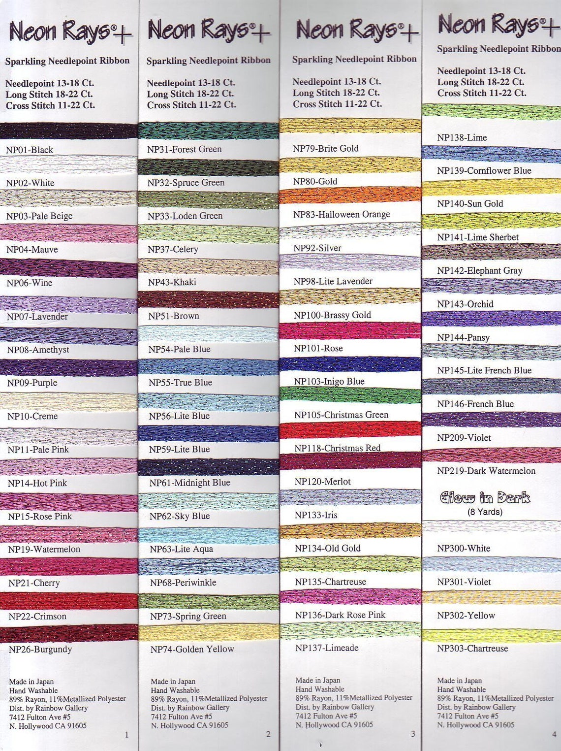 Neon Rays Plus Thread, Rainbow Gallery Neon Rays Plus, Ribbon Yarns ...