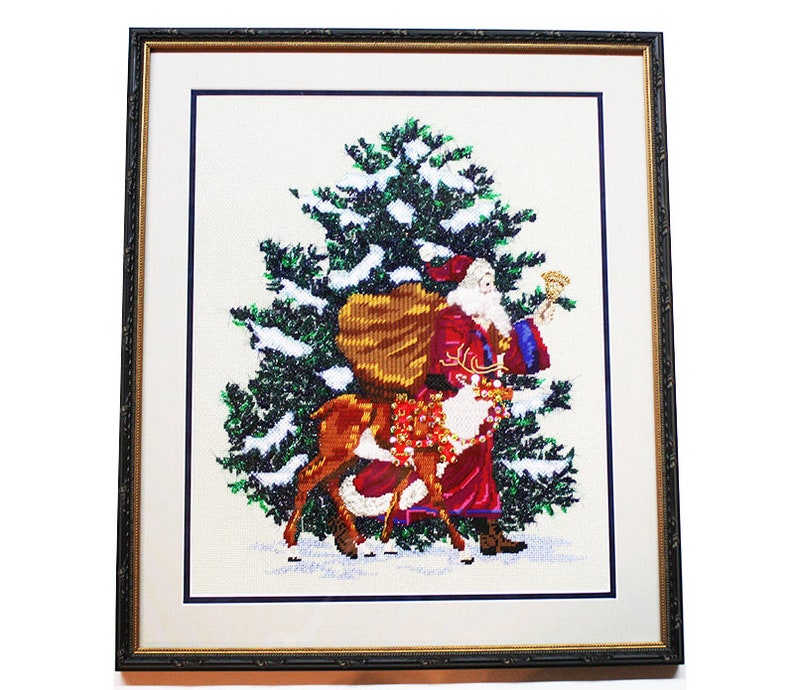 Needlepoint Christmas Needlepoint Santa Needlework Old - Etsy