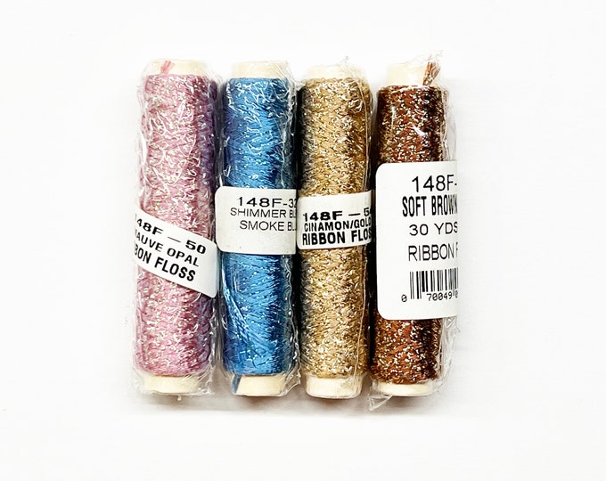 Rhode Island Textiles Ribbon Floss, Metallic Ribbon Floss, YLI Metallic ...