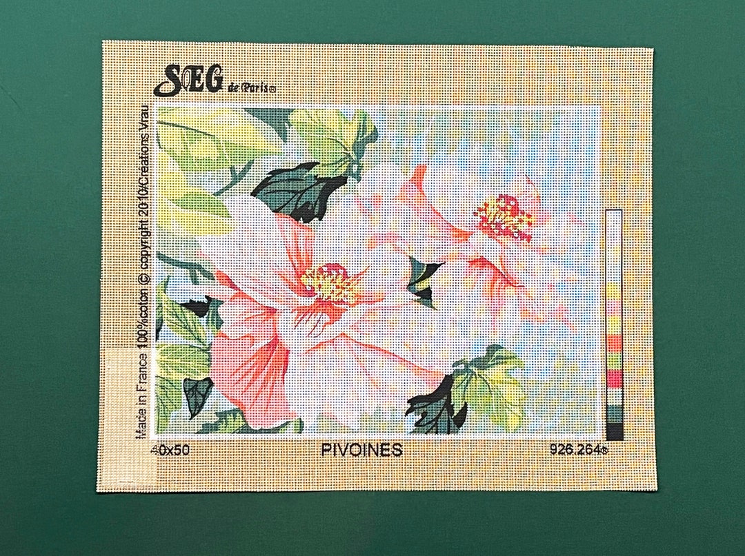SEG Needlepoint Canvases, Penelope Canvas Tapestries, Peonies ...