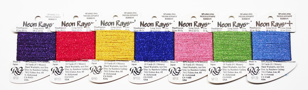 Neon Rays Plus, Rainbow Gallery Ribbon Threads, Metallic Yarns ...