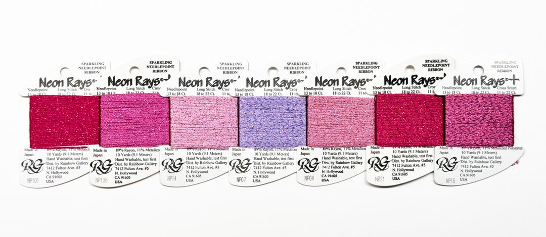 Rainbow Gallery Neon Rays Plus Metallic Ribbon Thread, Ribbon Yarns for ...