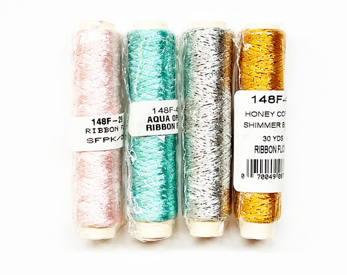 Rhode Island Textiles Ribbon Floss, Metallic Ribbon Floss, YLI Metallic ...