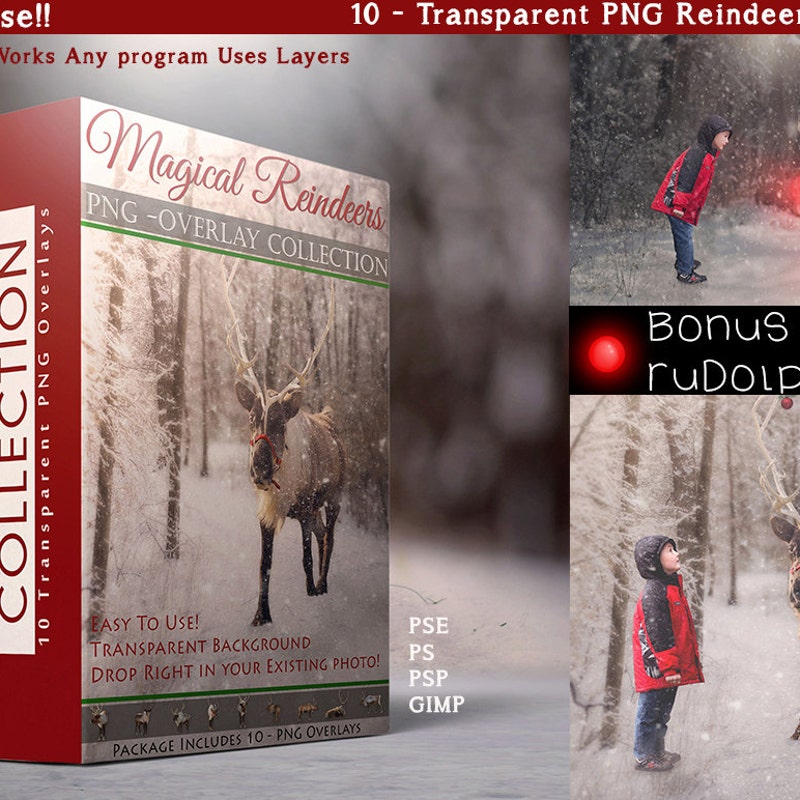 Reindeer Overlay - Etsy