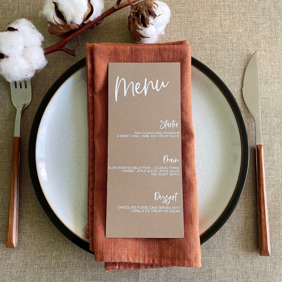 Rustic Wedding Menu Wedding Menu Cards Wedding Breakfast | Etsy