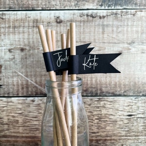Wedding Drink Straw, Rustic Place Setting, Rustic Place Name, Name ...