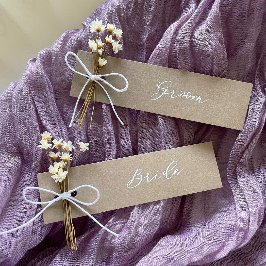 Dried Flower Place Cards, Dried Flower Name Tag, Wedding Name Tags ...