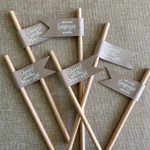 Wedding Drink Topper, Wedding Flags, Drink Decor, Wedding Straw Flags ...