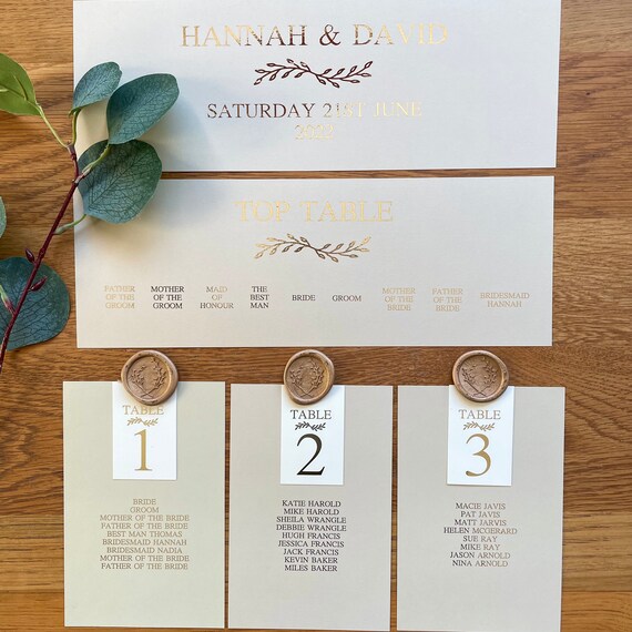 Gold Wedding Table Plan Gold Seating Chart Table Plan | Etsy UK