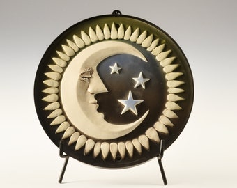 Crescent Moon ART Tile / Blue, Turquoise, Multi Colored Glazes ...