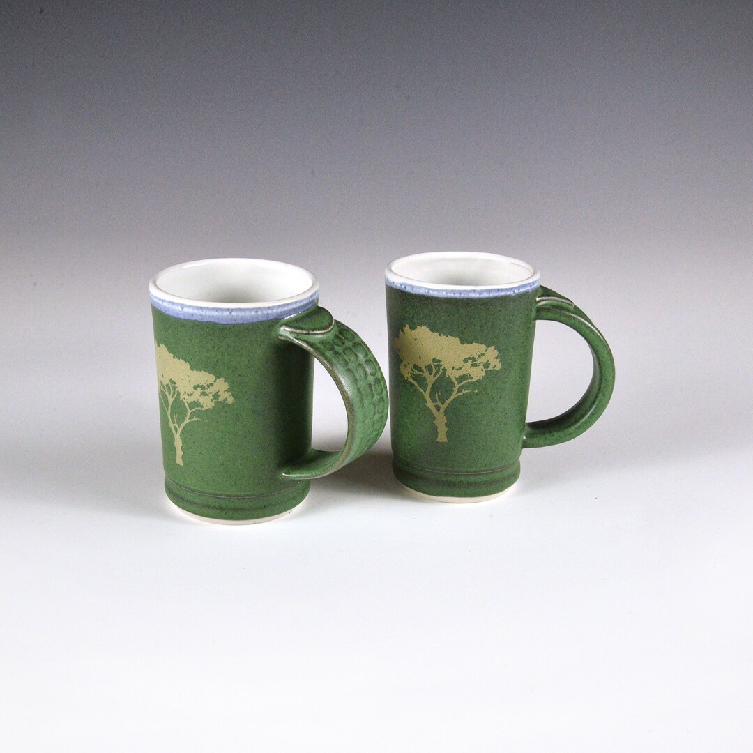 Demi-size Tree Mugs Beige Tree Graphic Fired Into the Base Glaze ...