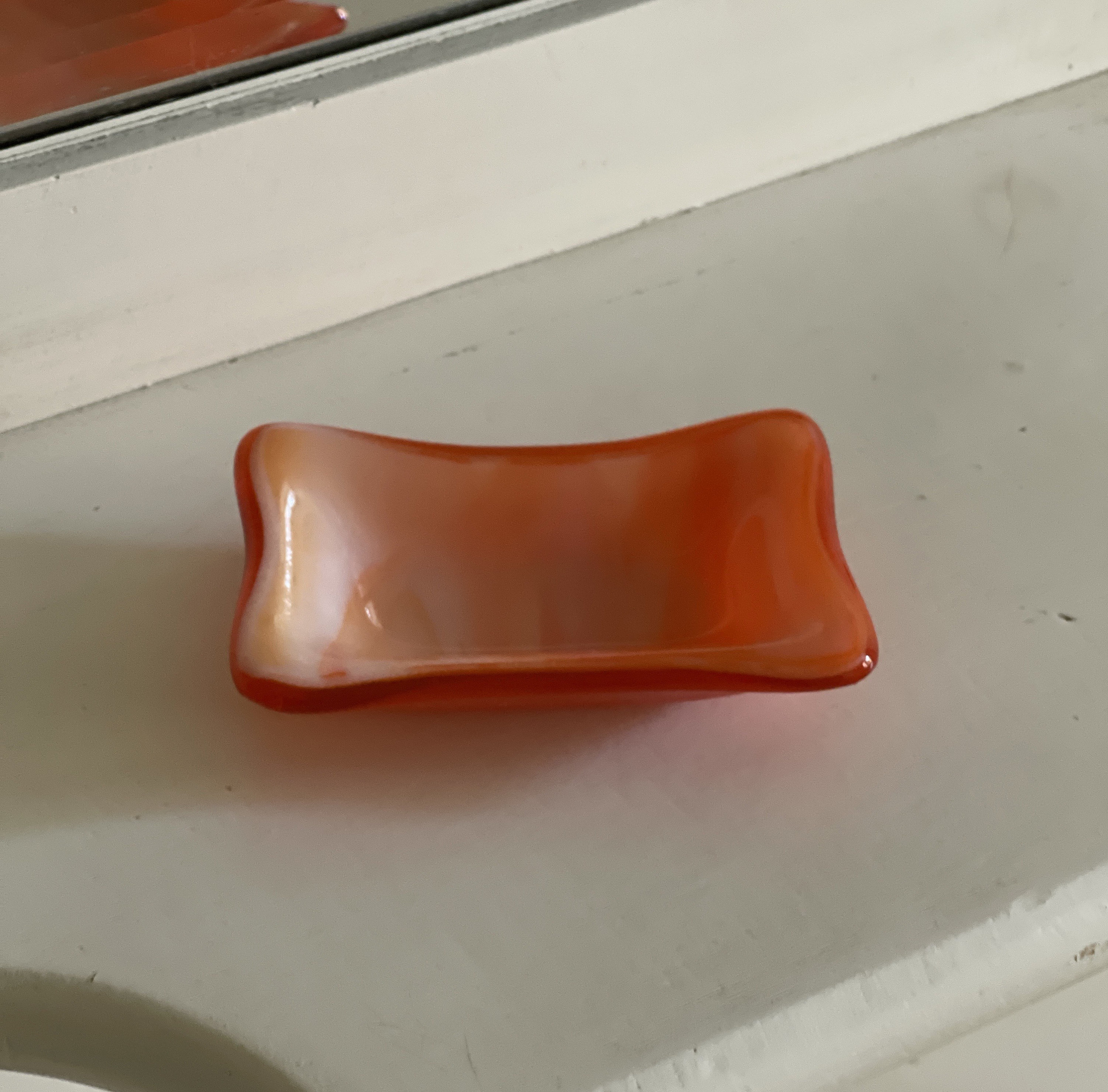 Orange Swirl Fused Glass Mini Bowl / Bedside Medication Holder - Etsy