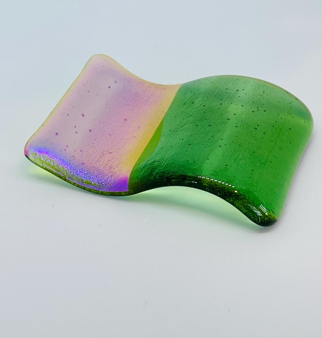 Dichroic Glass Chopsticks Rest With Green Base - Etsy