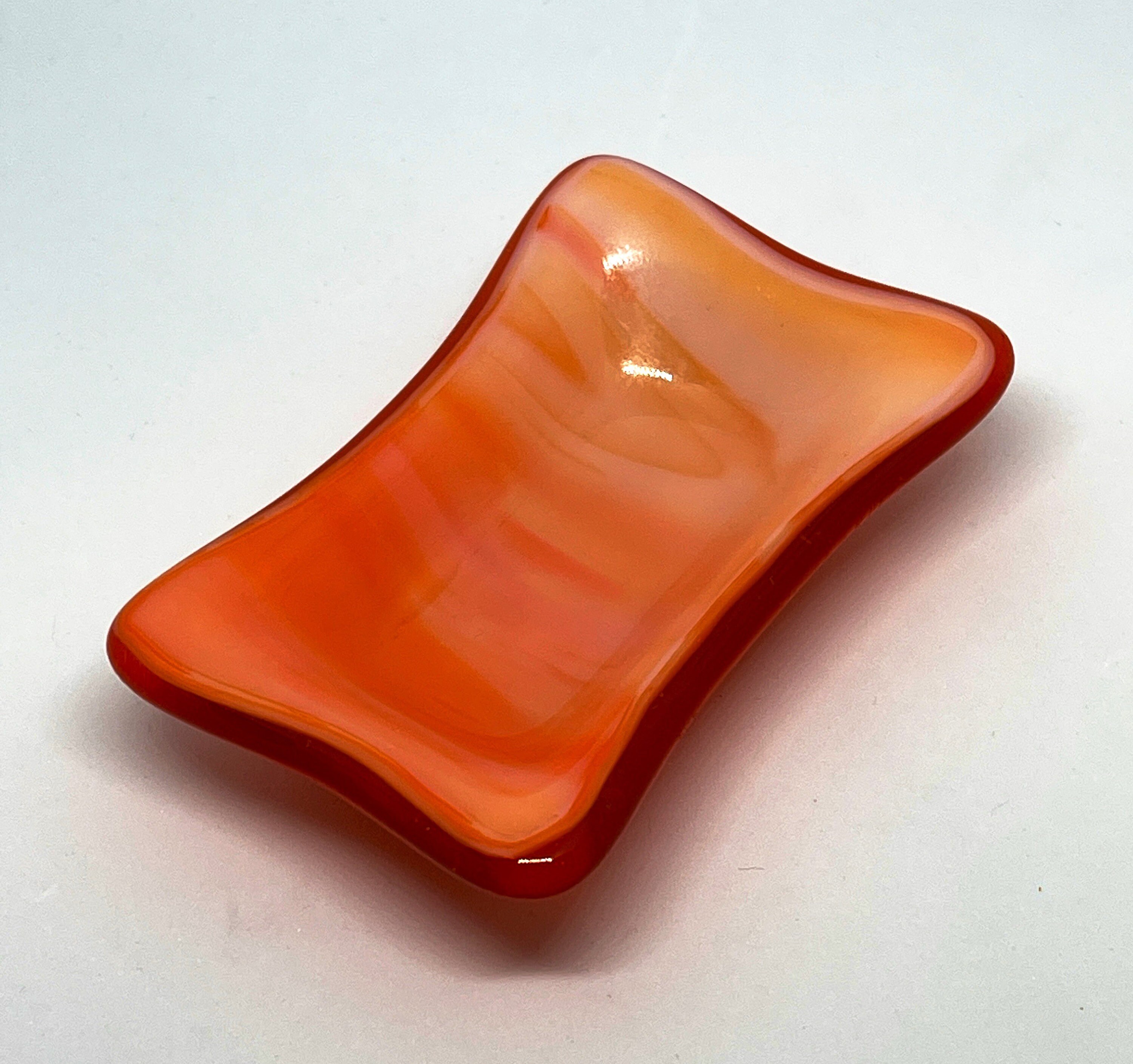Orange Swirl Fused Glass Mini Bowl / Bedside Medication Holder - Etsy