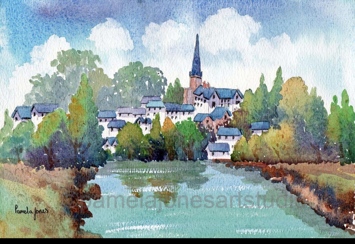 Watercolour Print the Wye River Ross on Wye in 8 X - Etsy UK