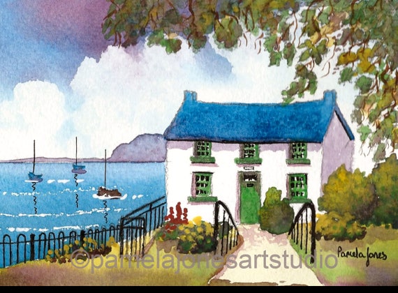 Watercolour Print Dylan Thomas Boat House Laugharne Wales - Etsy UK