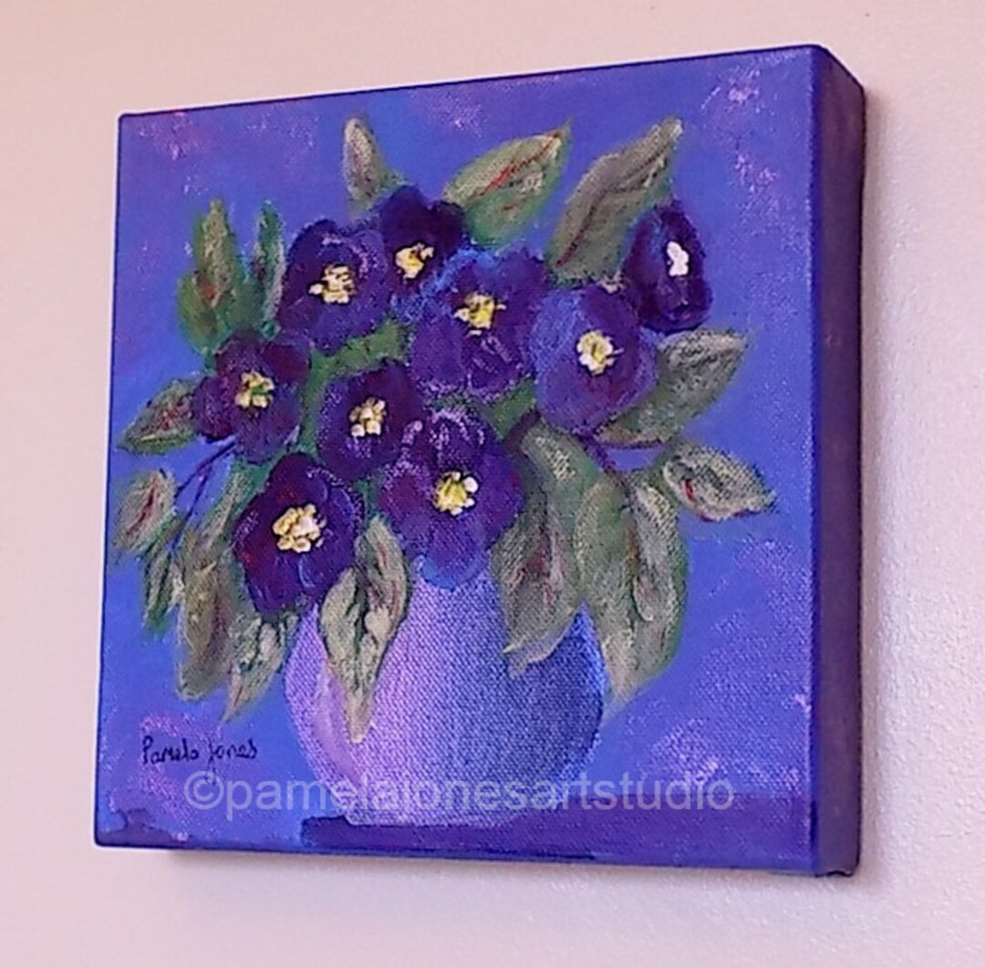 Original Violet Acrylic Painting: Mauve Vase Still Life, 20x20cm - Etsy
