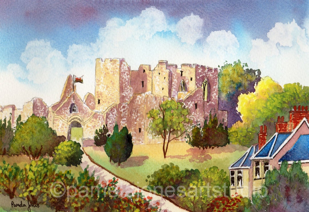 Watercolour Print, Oystermouth Castle, Mumbles, in 8 X 6'' Mount, Gift ...