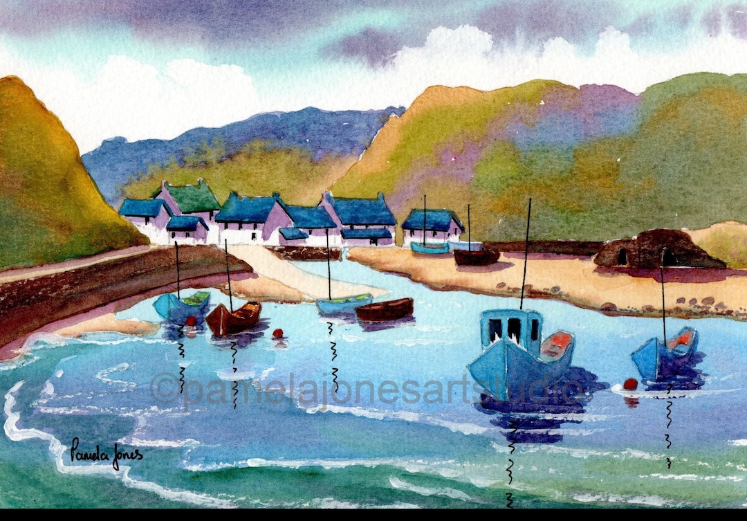 Solva Harbour Watercolour Art Print Pembrokeshire West Wales in 14x11 ...
