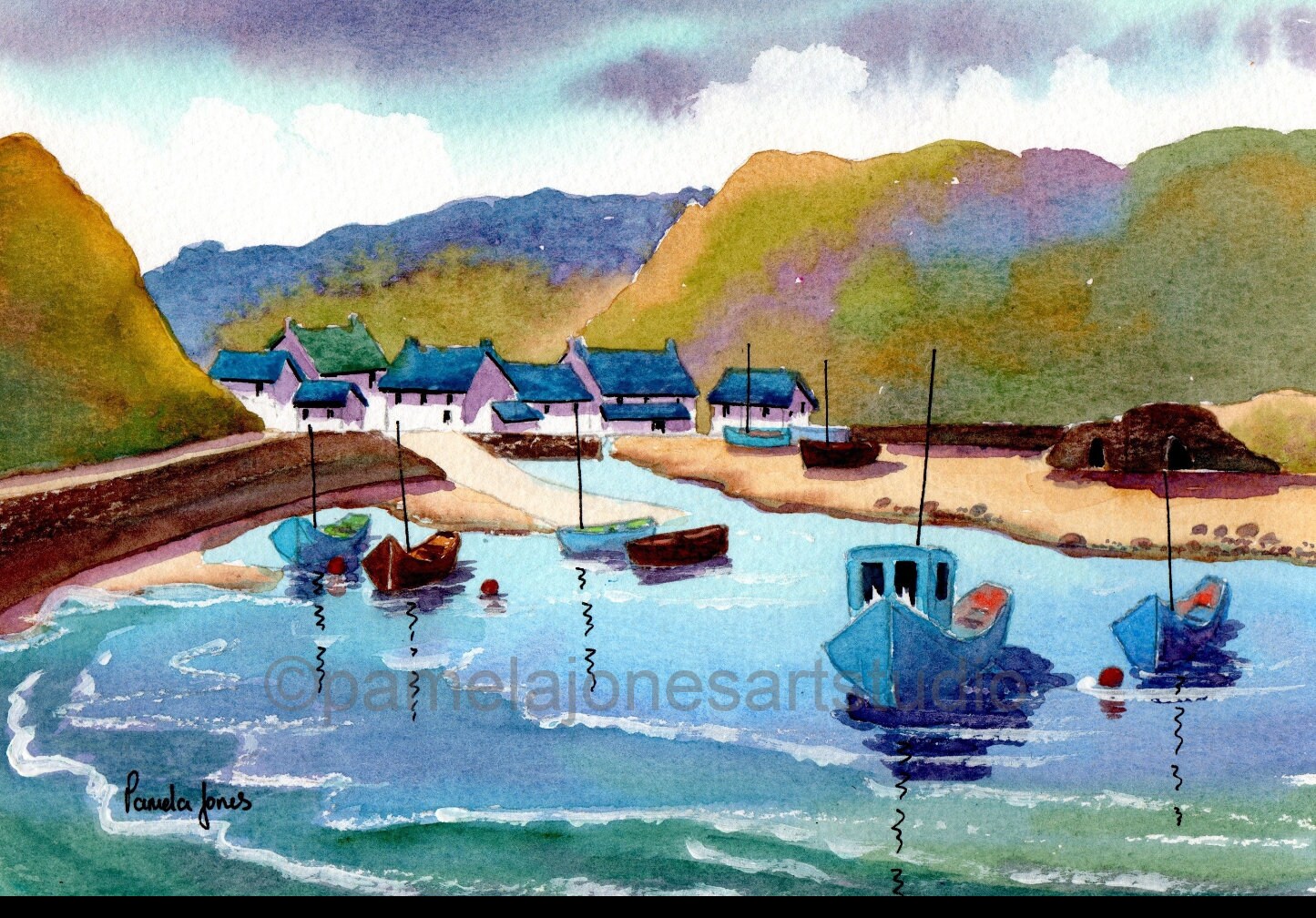 Watercolour Print, Solva Harbour, Pembrokeshire, West Wales, in 14 X 11 ...