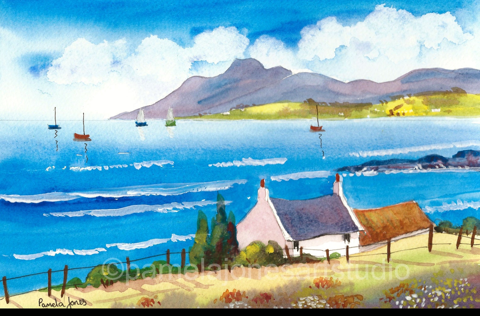 Original Watercolour, Painting, Croft, Isle of Arran, Scottish Island ...