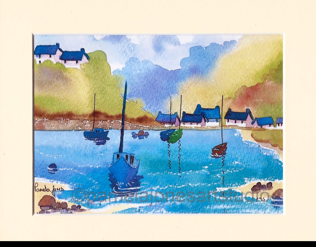 Watercolour Print, Solva Harbour, Pembrokeshire, West Wales, in 10 X ...